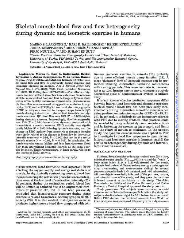 (PDF) Skeletal muscle blood flow and flow heterogeneity during dynamic ...