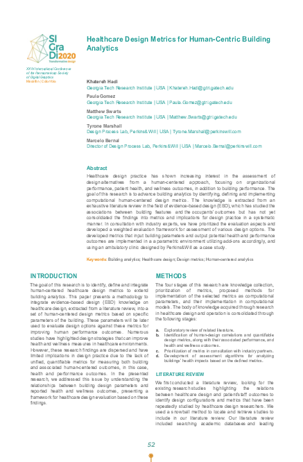 (PDF) Healthcare Design Metrics for Human-Centric Building Analytics