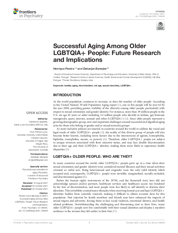 (PDF) Successful Aging Among Older LGBTQIA+ People: Future Research and Implications