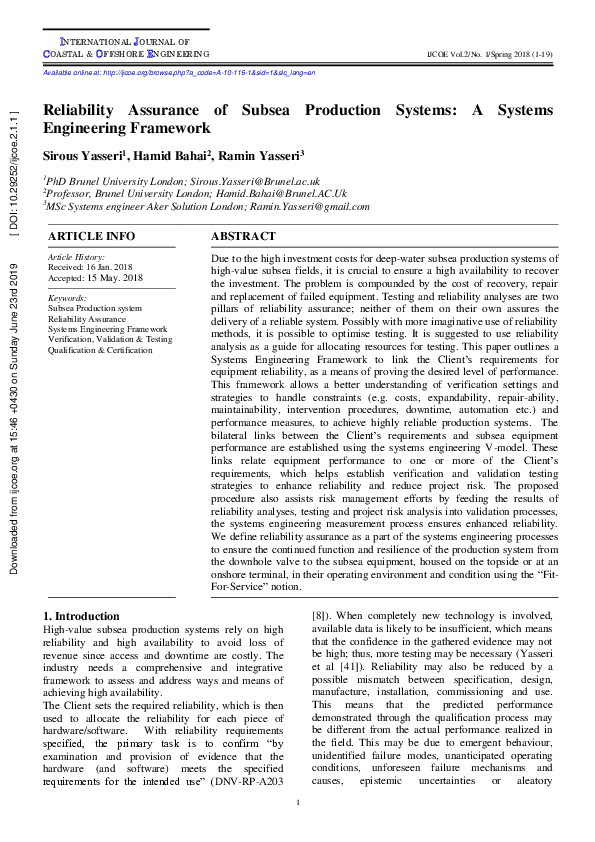 (PDF) Reliability Assurance of Subsea Production Systems: A Systems ...