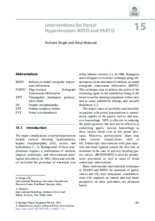 (PDF) Interventions for Portal Hypertension: BRTO and PARTO | Amar ...