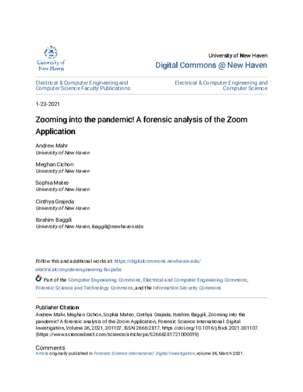 (PDF) Zooming into the pandemic! A forensic analysis of the Zoom ...