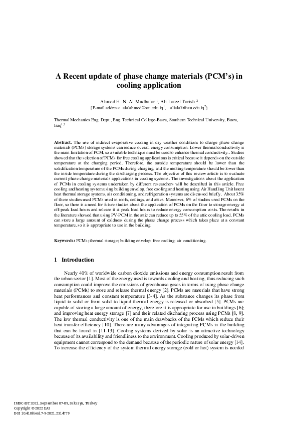 (PDF) A Recent update of phase change materials (PCM’s) in cooling ...