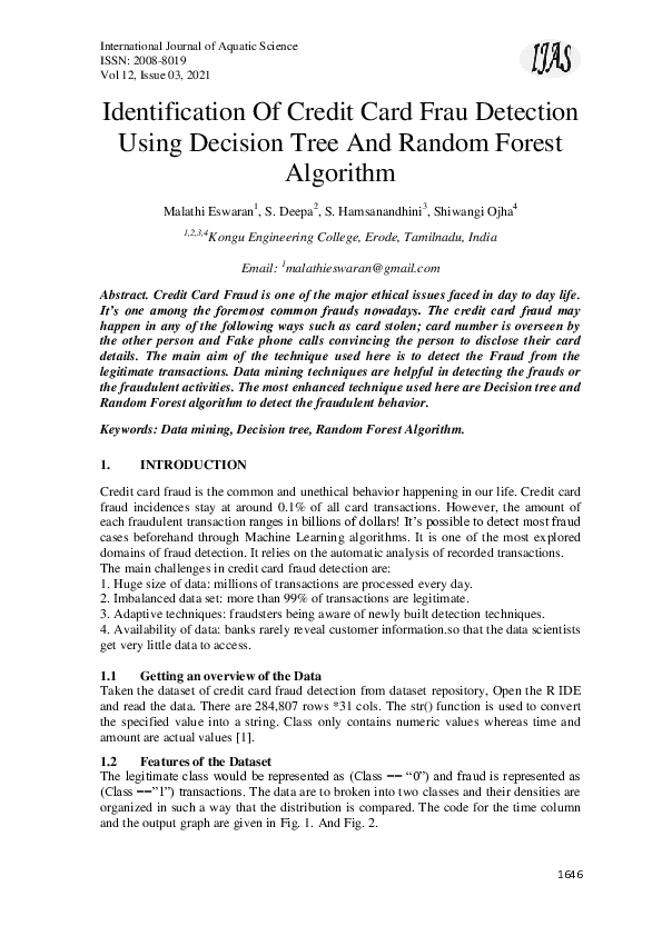 (PDF) Identification Of Credit Card Frau Detection Using Decision Tree ...