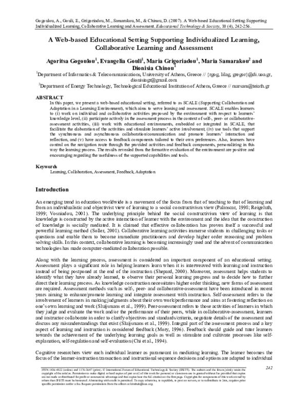 (PDF) D.: A web-based educational setting supporting individualized learning, collaborative ...