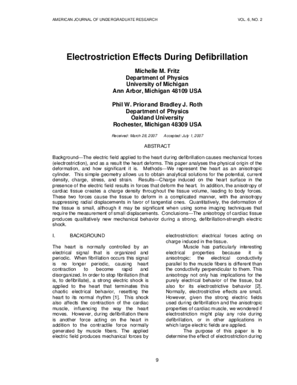 (PDF) Electrostriction Effects During Defibrillation