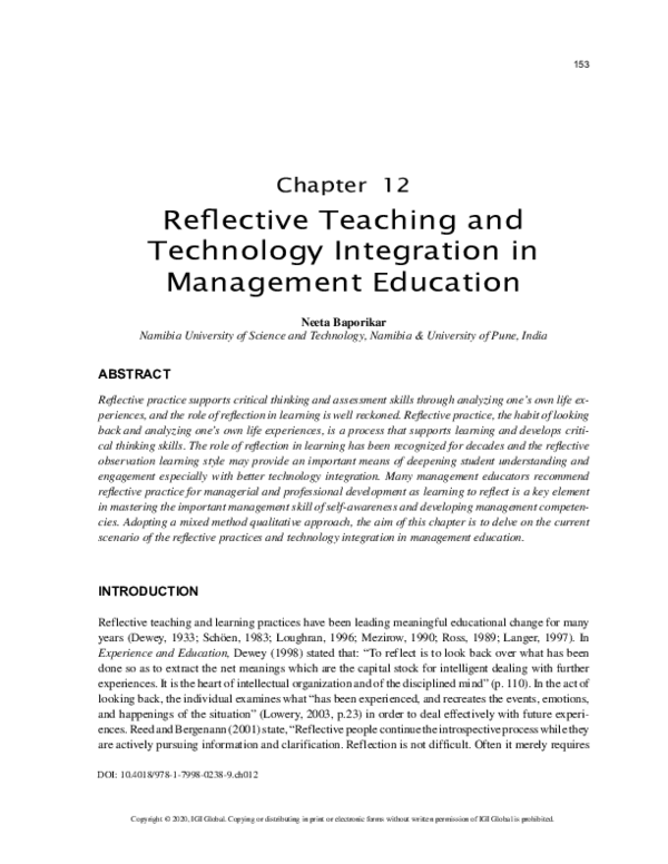 (PDF) Reflective Teaching and Technology Integration in Management ...