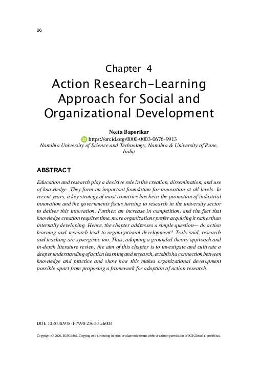 (PDF) Action Research-Learning Approach for Social and Organizational Development