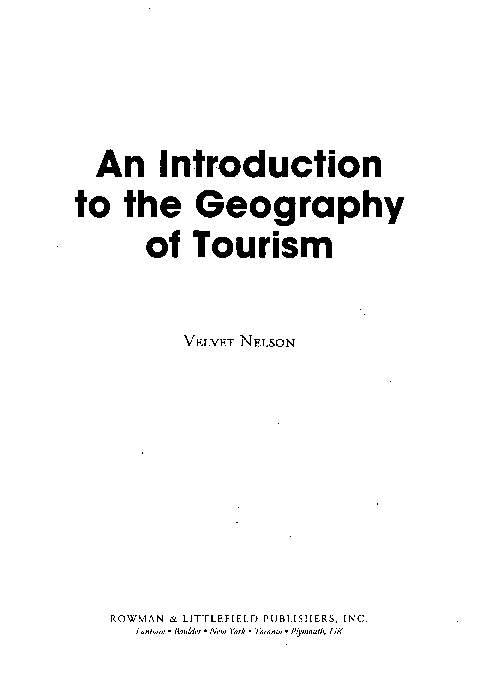 (PDF) An Introduction to the Geography of Tourism