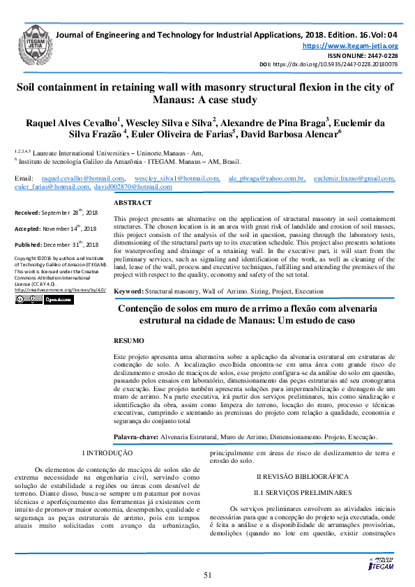 (PDF) Soil containment in retaining wall with masonry structural ...