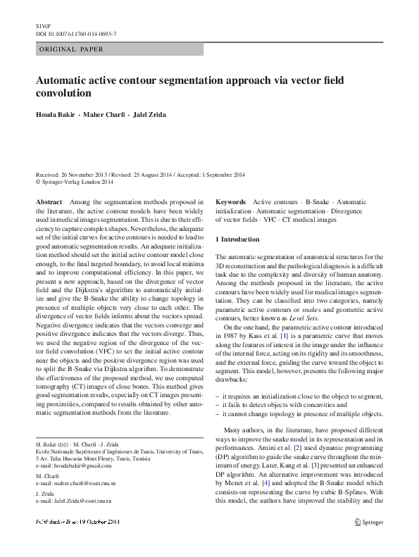 (PDF) Automatic active contour segmentation approach via vector field convolution