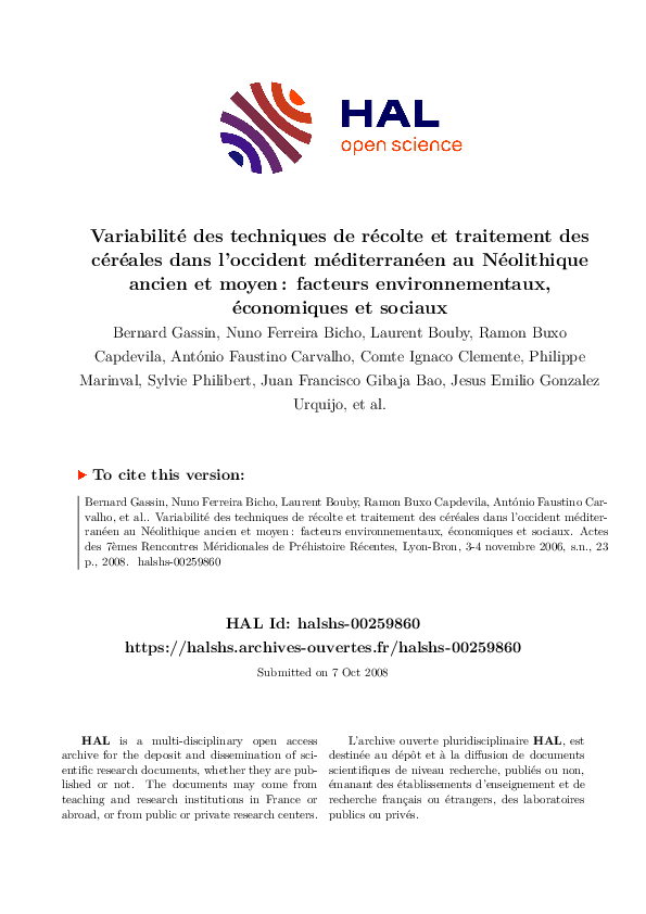 (PDF) Variabilité des techniques de récolte et traitement des céréales ...