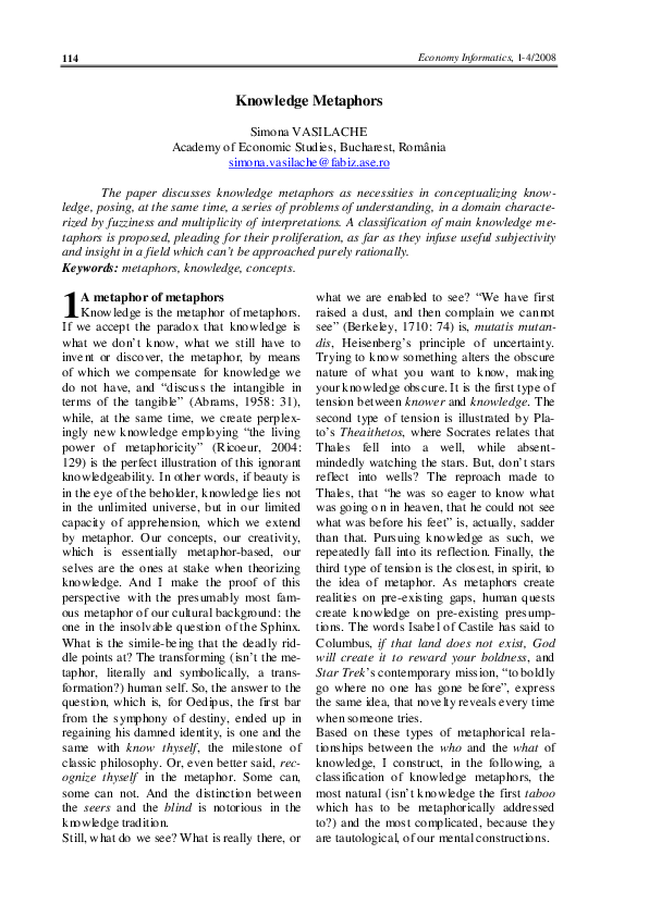 (PDF) Knowledge Metaphors