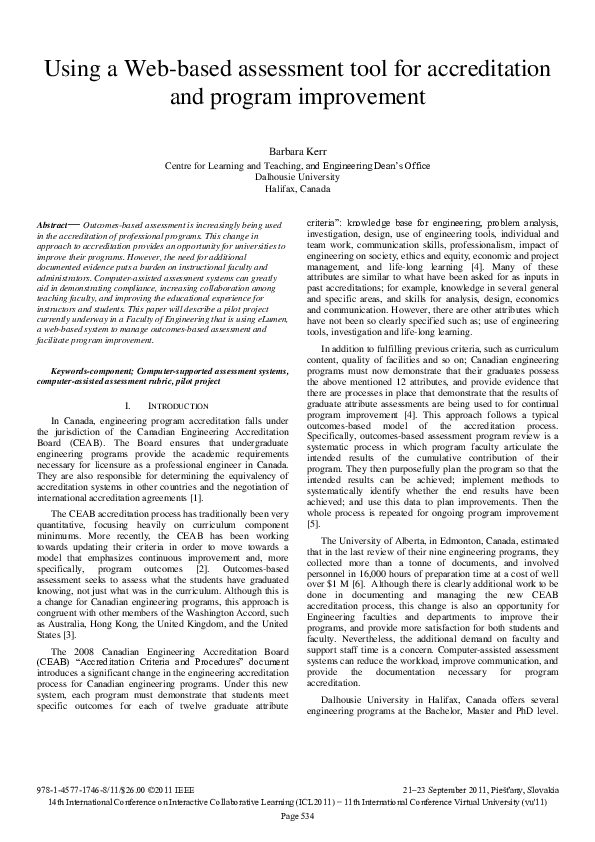 (PDF) Using a Web-based assessment tool for accreditation and program ...