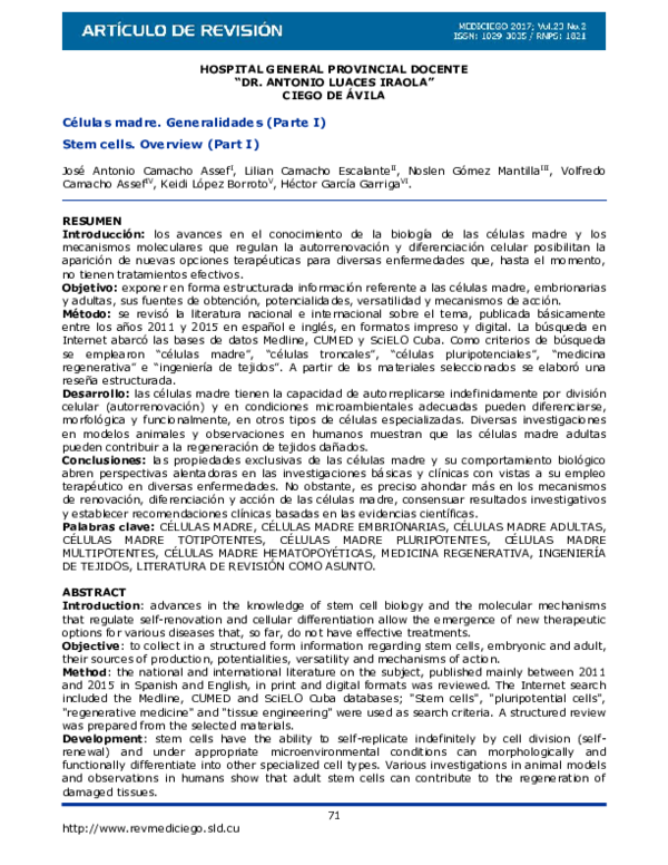 (PDF) Celulas Madre Generalidades Parte II | Chengeta Kennedy ...