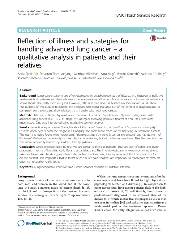 (PDF) Reflection of illness and strategies for handling advanced lung ...