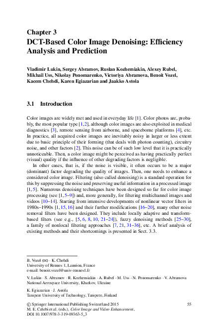 (PDF) DCT-Based Color Image Denoising: Efficiency Analysis and Prediction