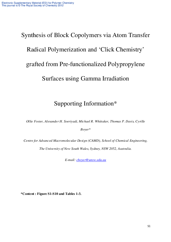 Pdf Synthesis Of Block Copolymers Via Atom Transfer Radical Polymerization And ‘click