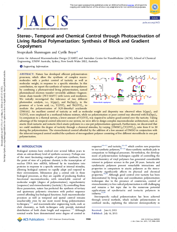 (PDF) Stereo-,Temporal- and Chemical- Control through Photoactivation of Living Radical ...