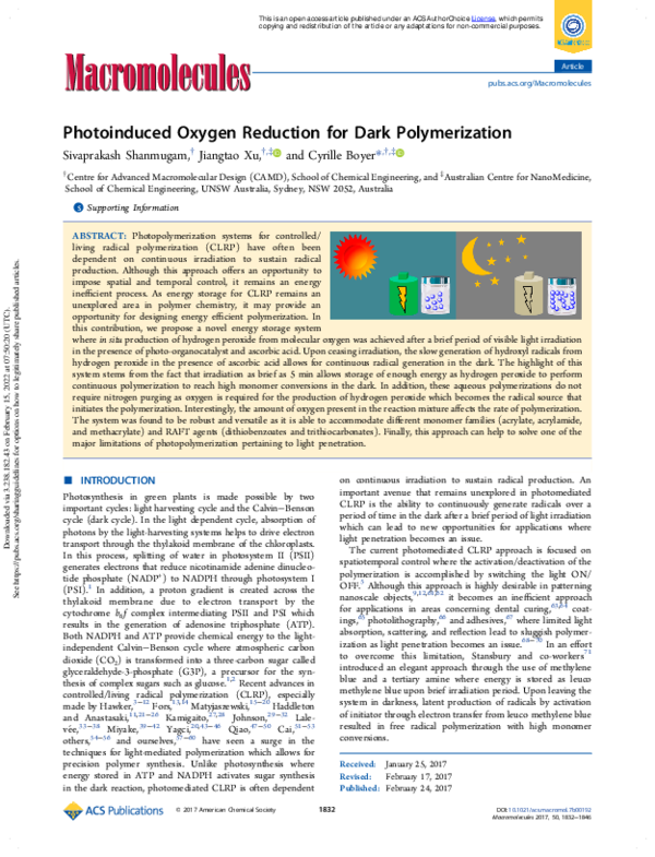 (PDF) Photoinduced Oxygen Reduction for Dark Polymerization