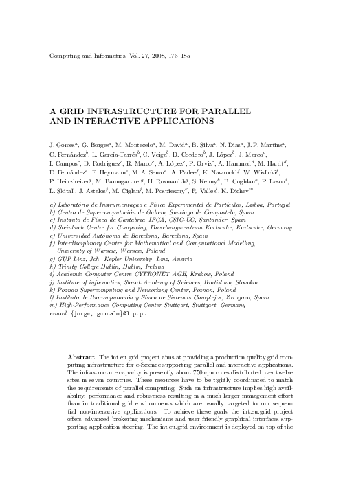 (PDF) A Grid Infrastructure for Parallel and Interactive Applications