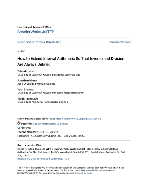 (PDF) How to Extend Interval Arithmetic So That Inverse and Division ...