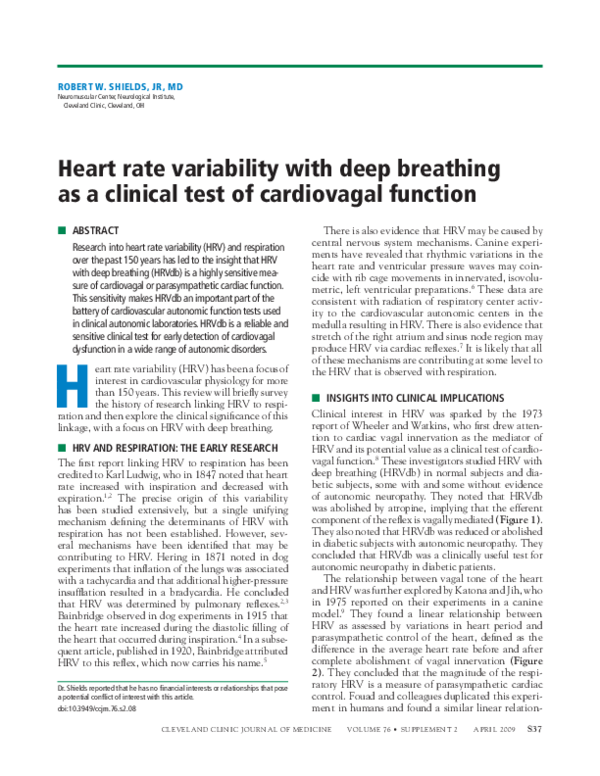 (PDF) Heart rate variability with deep breathing as a clinical test of ...