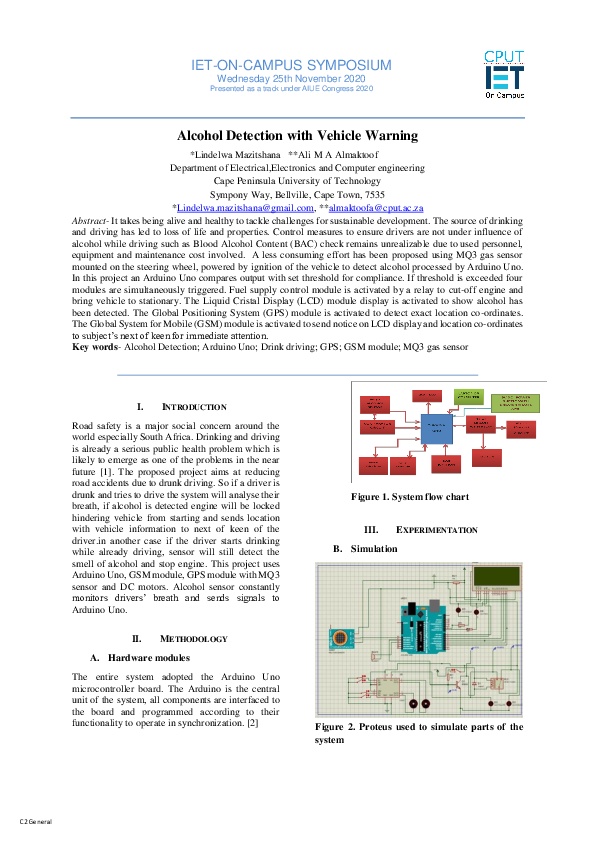 (PDF) Alcohol Detection with Vehicle Warning