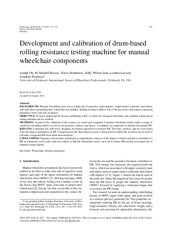 (PDF) Development and calibration of drum-based rolling resistance ...