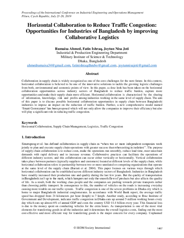 (PDF) Horizontal Collaboration to Reduce Traffic Congestion ...