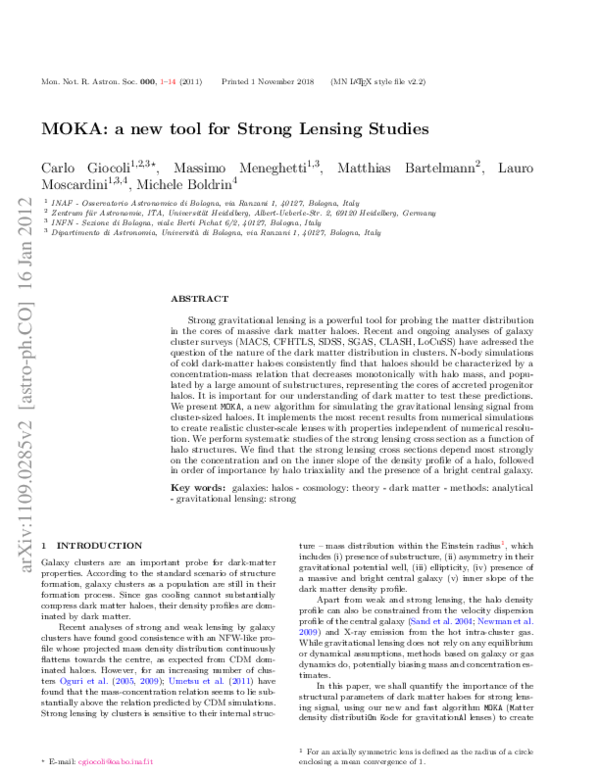 (PDF) Moka: A New Tool for Strong Lensing Studies