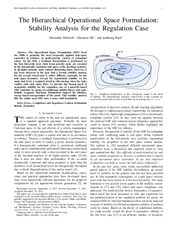(PDF) The Hierarchical Operational Space Formulation: Stability ...