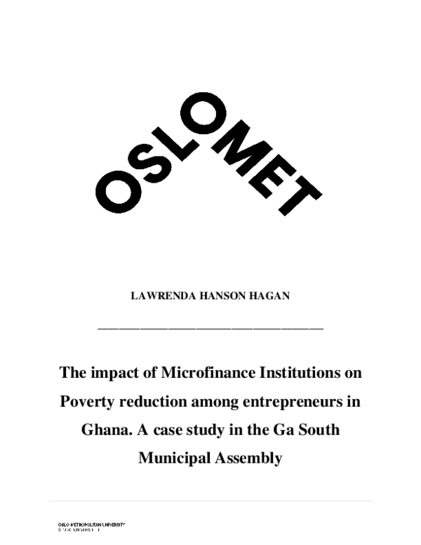 (PDF) The impact of Microfinance Institutions on Poverty reduction ...