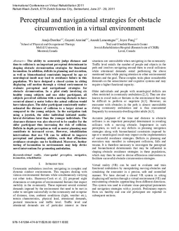 (PDF) Perceptual and navigational strategies for obstacle circumvention ...