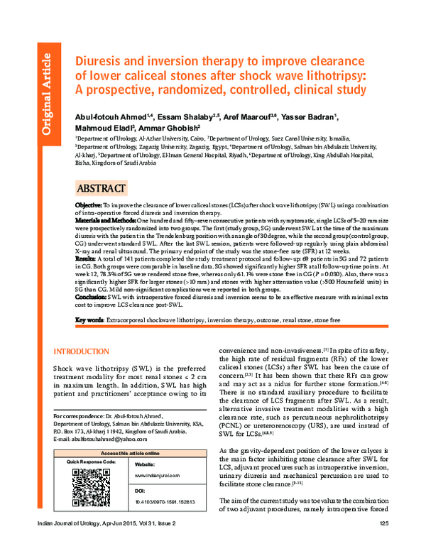 (PDF) Diuresis and inversion therapy to improve clearance of lower ...
