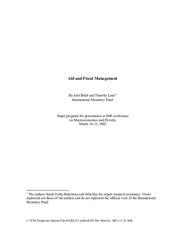 (PDF) Aid and Fiscal Management