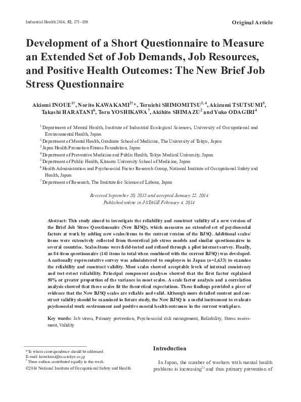 (PDF) Development of a Short Questionnaire to Measure an Extended Set ...