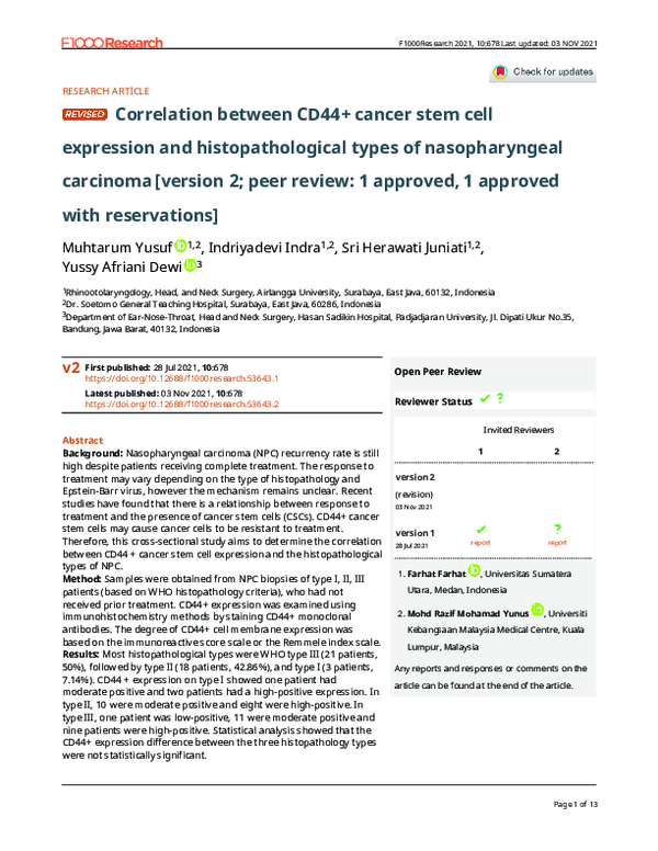 (PDF) Correlation between CD44+ cancer stem cell expression and ...