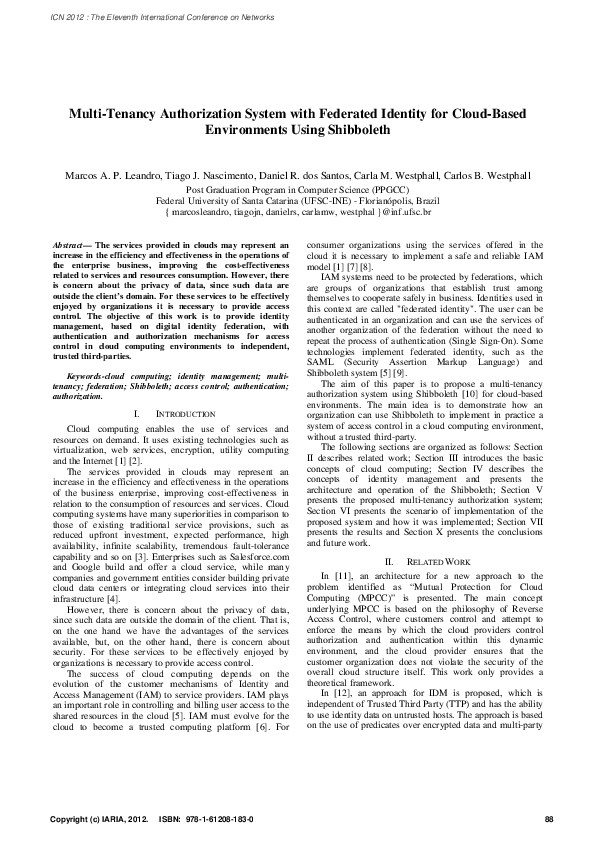 Pdf Multi Tenancy Authorization System With Federated Identity