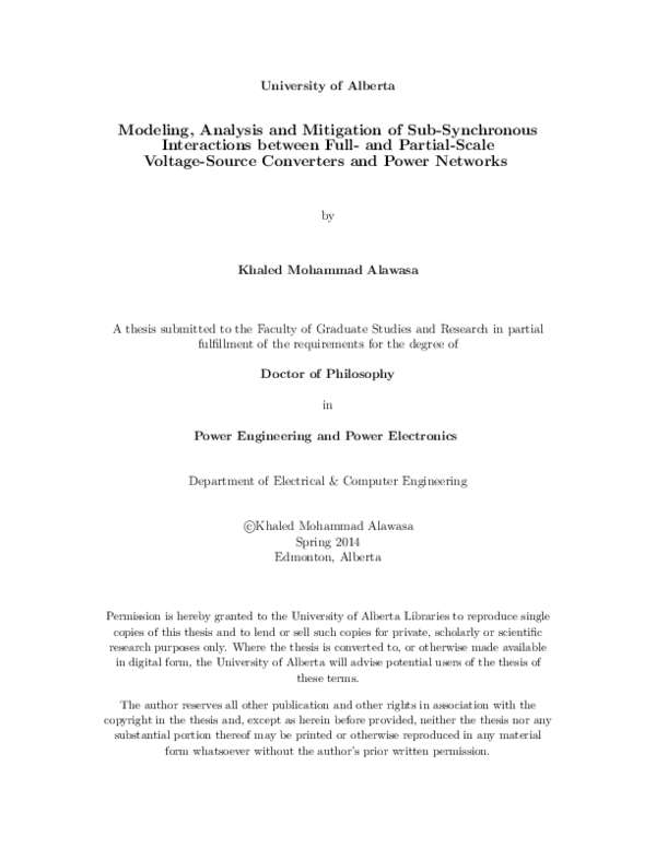 (PDF) Modeling, Analysis and Mitigation of Sub-Synchronous Interactions between Full- and ...