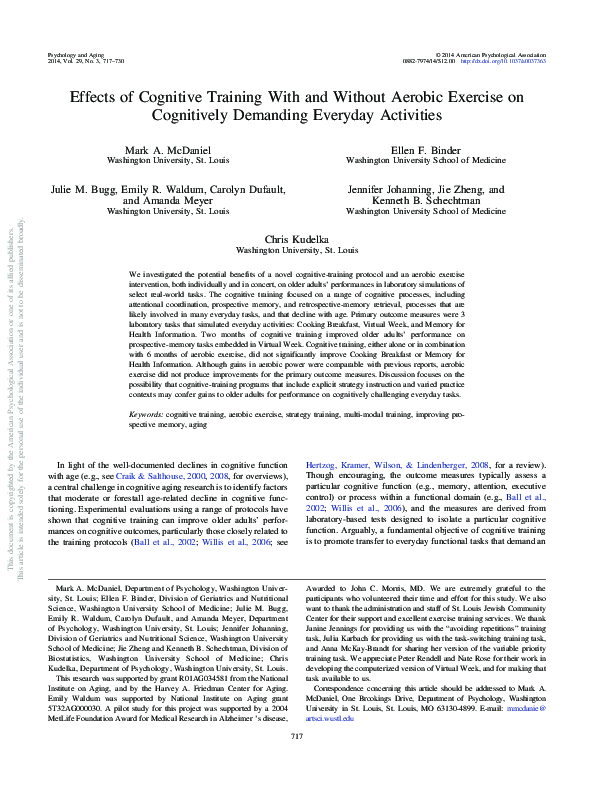 (PDF) Effects of cognitive training with and without aerobic exercise on cognitively demanding ...