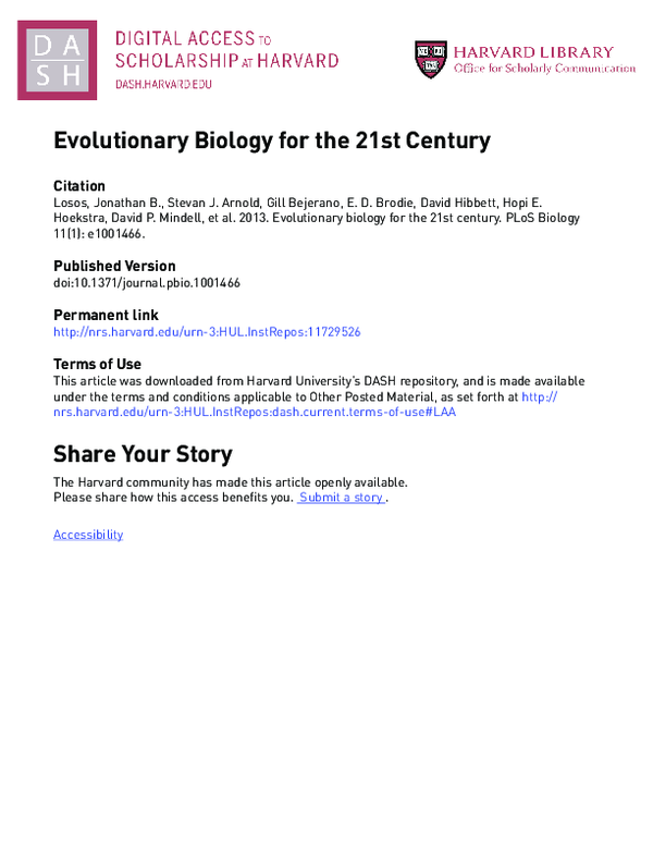 (PDF) Evolutionary Biology for the 21st Century