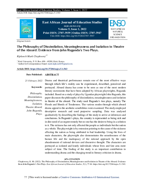 (PDF) The Philosophy of Dissimilation, Meaninglessness and Isolation in ...