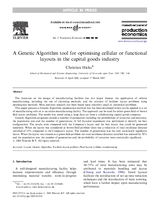 (PDF) Genetic Algorithm for Optimizing Layouts