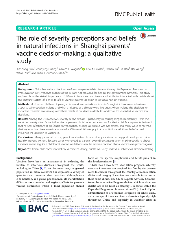 (PDF) The role of severity perceptions and beliefs in natural ...