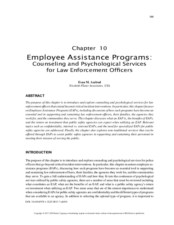 (PDF) Employee Assistance Programs: Counseling and Psychological ...