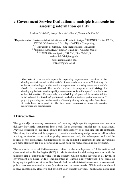 (PDF) E-Government Service Evaluation: A Multiple-item Scale for ...