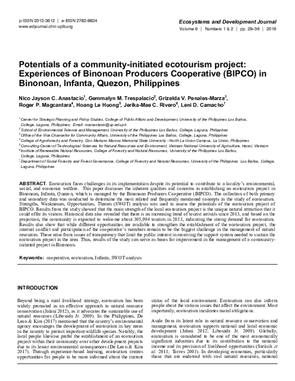(PDF) Potentials of a community-initiated ecotourism project ...