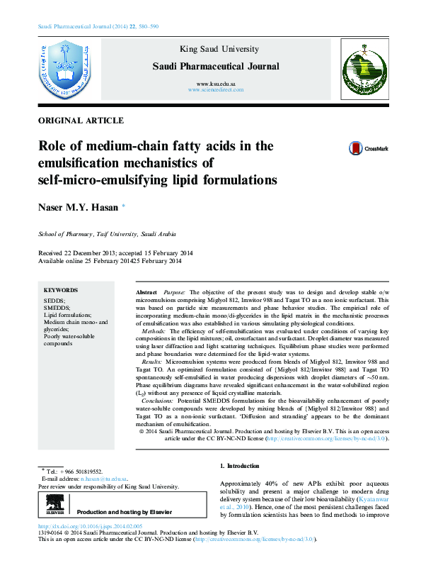 (PDF) Role of medium-chain fatty acids in the emulsification ...