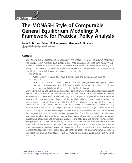 (PDF) The MONASH Style of Computable General Equilibrium Modeling: A ...